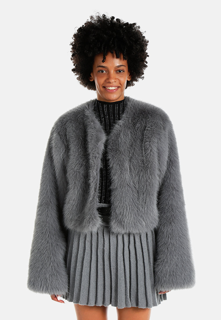 Cropped Faux Fur Coat