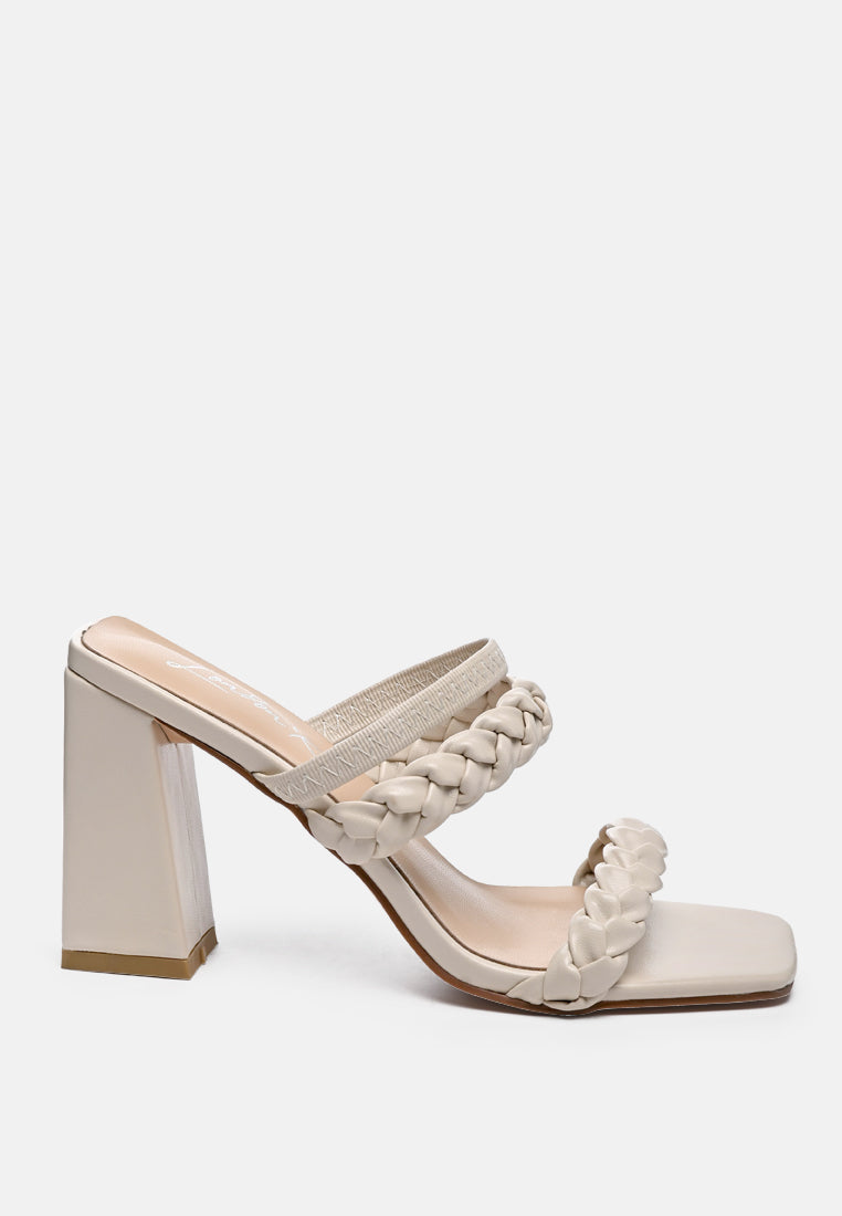 Buy Arnie Braided Block Heel Slider Sandals | Women Mid Heels | London ...